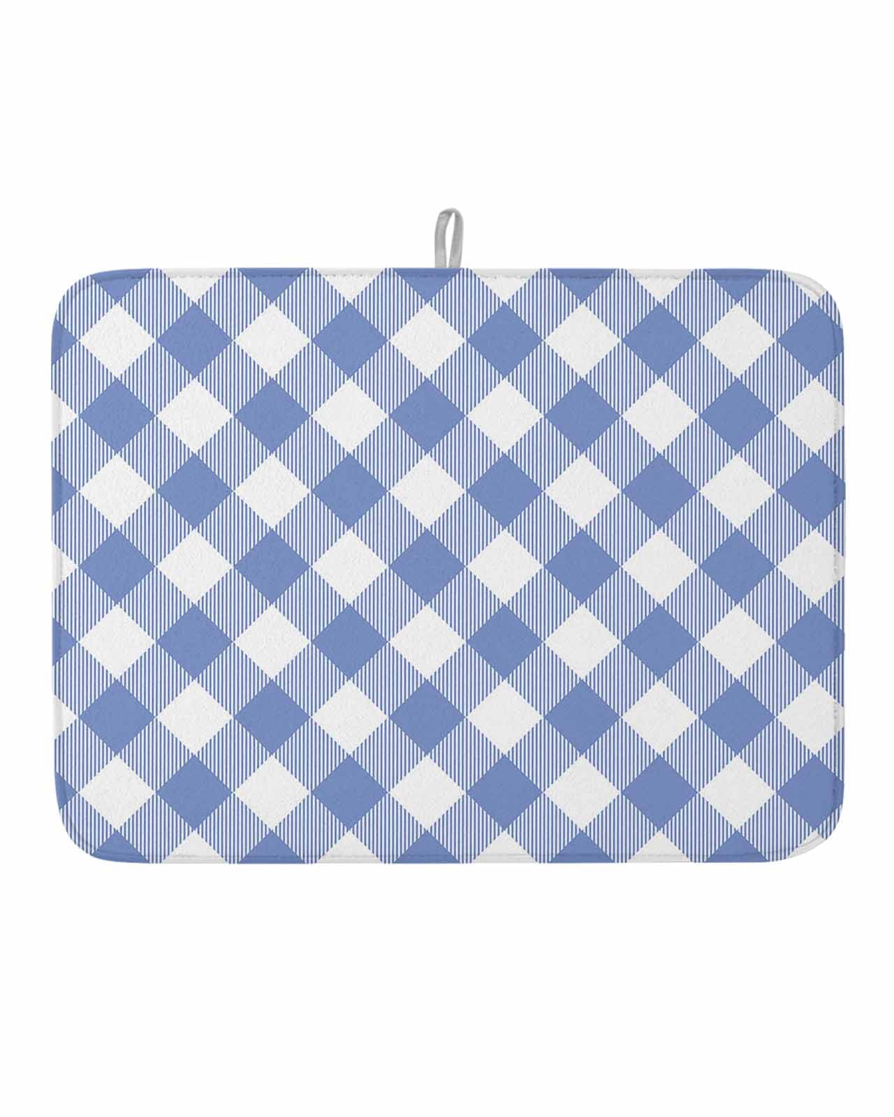 Dish Drying Mat for Kitchen Counter Blue White Plaid Check Drying Pad ...