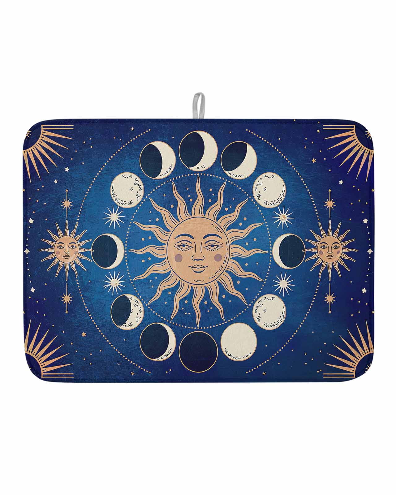 Dish Drying Mat for Kitchen Counter Celestial Sun and Moon Drying Pad ...