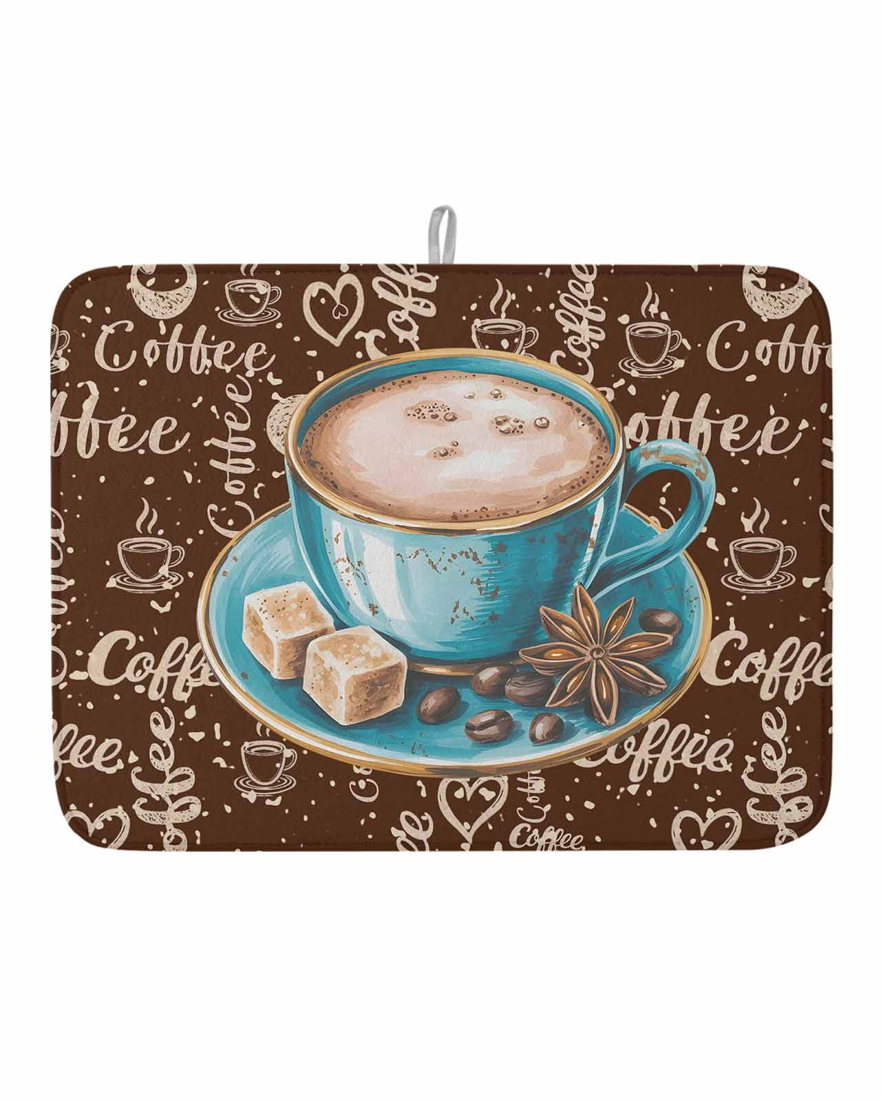 Dish Drying Mat for Kitchen Counter Coffee Cup Beans Drying Pad ...