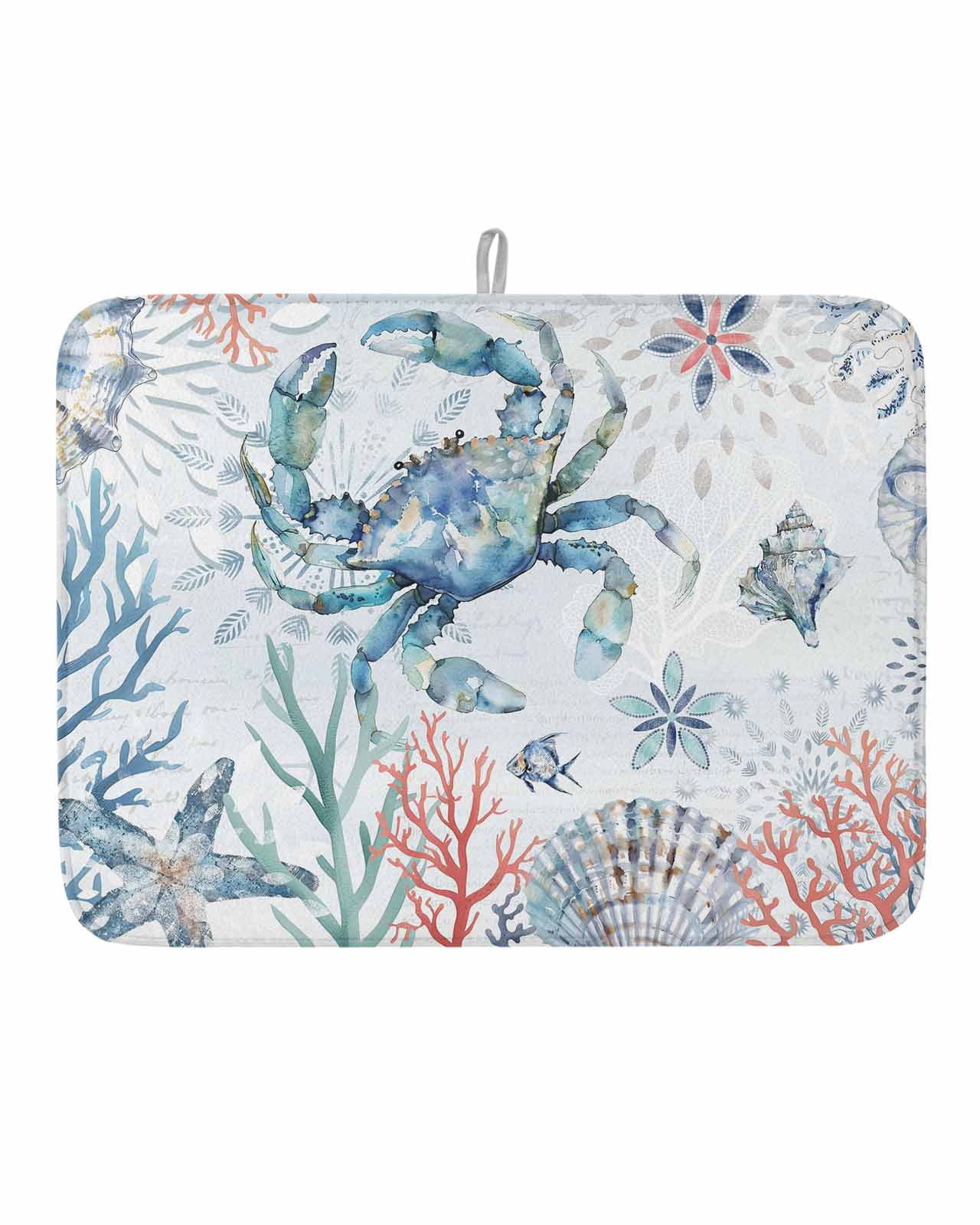 Dish Drying Mat for Kitchen Counter Crab Drying Pad Absorbent Drying ...
