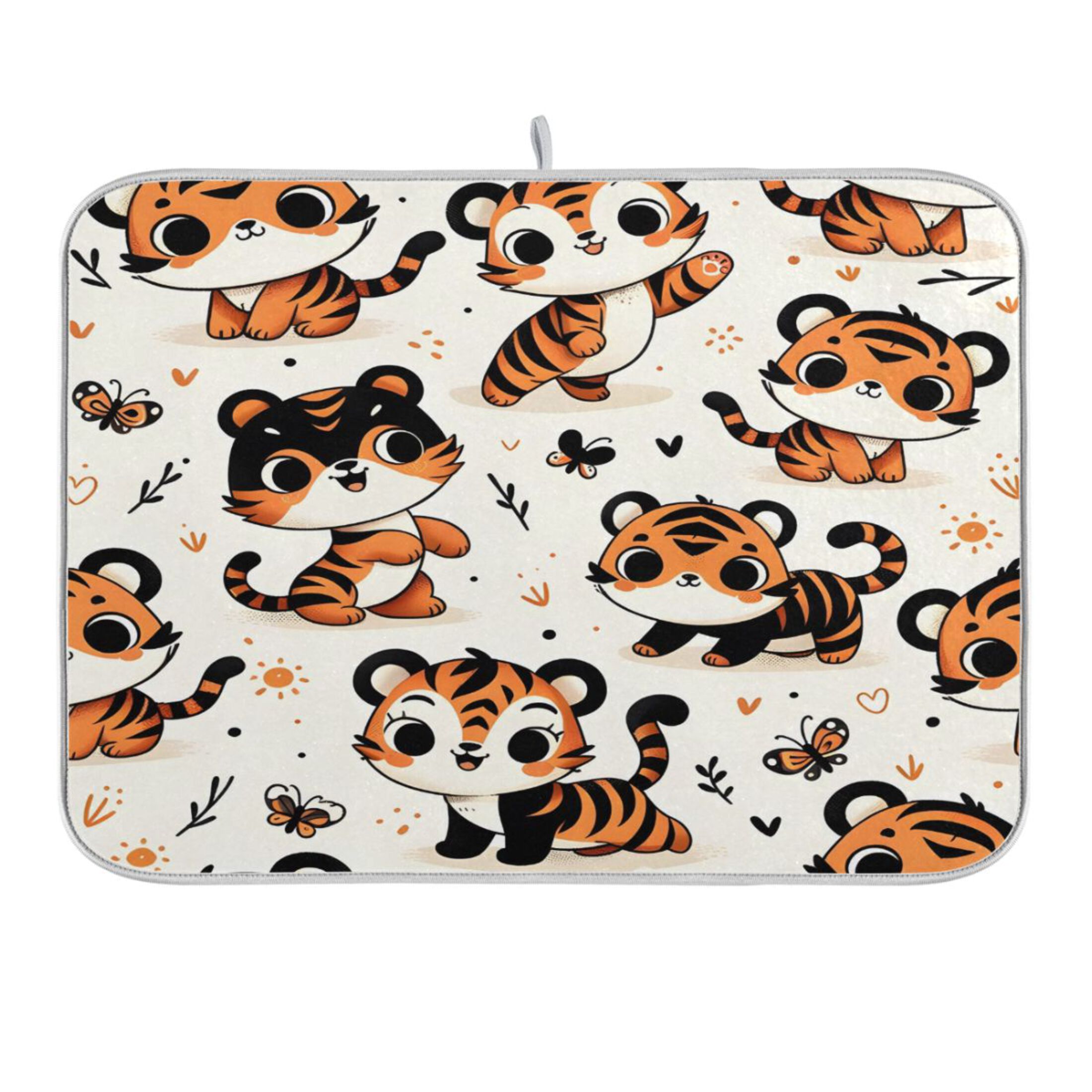 Dish Drying Mat Kitchen Counter Cute Cartoon Tiger Dishes Drainer Pad ...