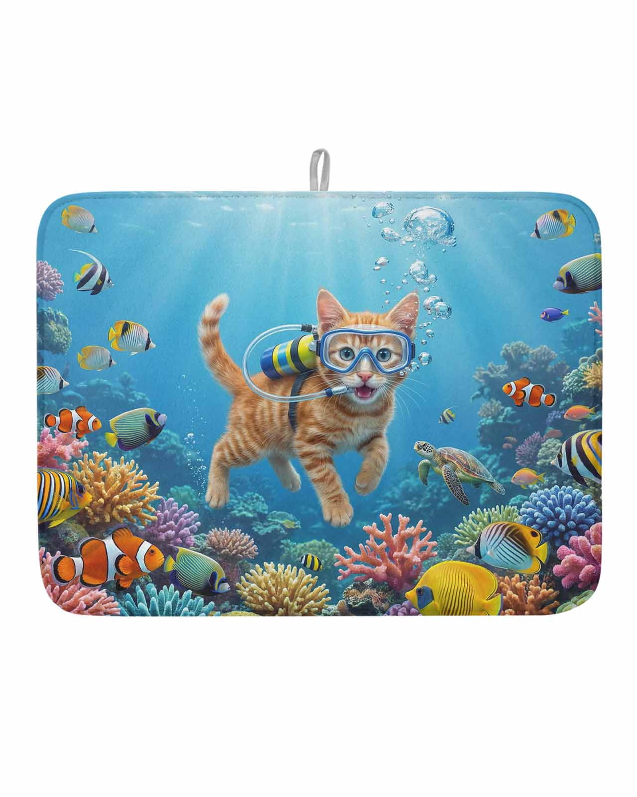 Dish Drying Mat for Kitchen Counter Diving Cat Drying Pad Absorbent ...