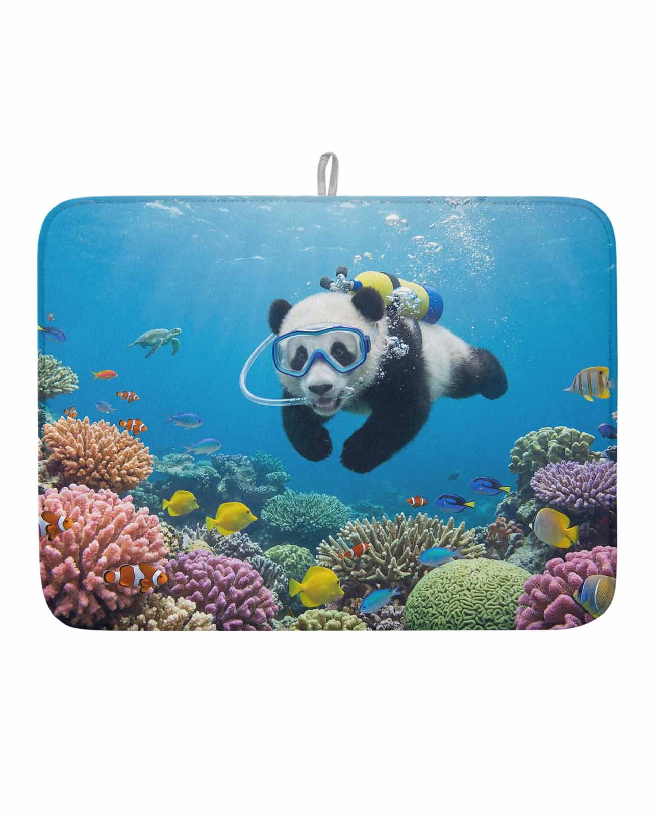 Dish Drying Mat for Kitchen Counter Diving Panda Drying Pad Absorbent ...