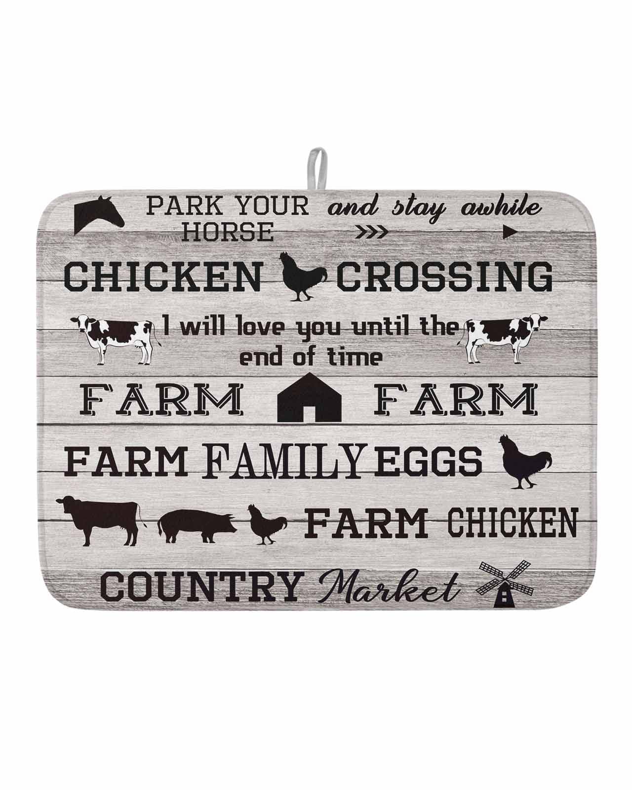 Dish Drying Mat for Kitchen Counter Farmhouse Animal Drying Pad ...