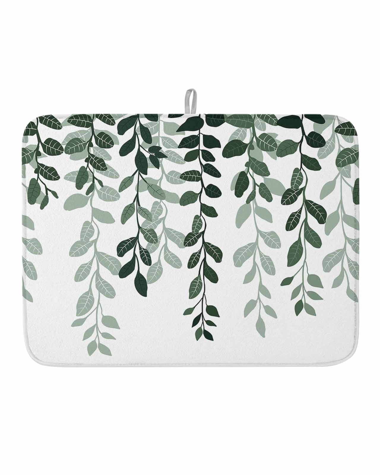 Dish Drying Mat for Kitchen Counter Green Eucalyptus Leaves Drying Pad ...