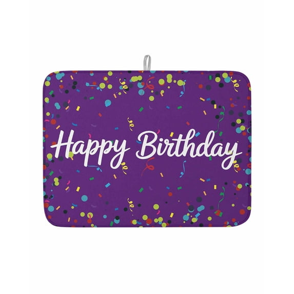 Dish Drying Mat for Kitchen Counter Happy Birthday Drying Pad Absorbent ...