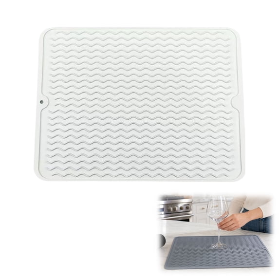 Dish Drying Mat, Kitchen Counter Heat Resistant Silicone Mat ...