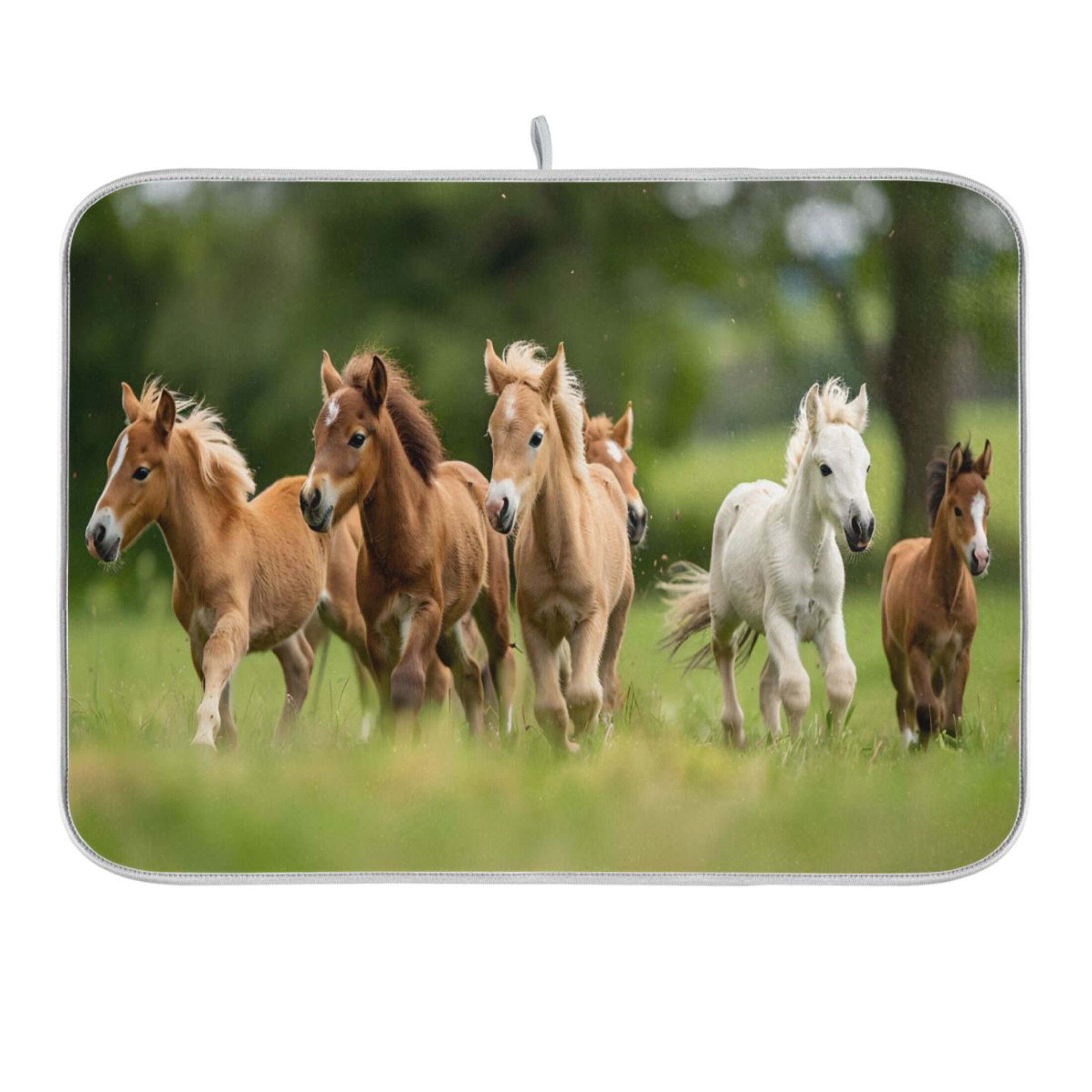 Dish Drying Mat Kitchen Counter Herd Of Ponies Horse Running Dishes ...