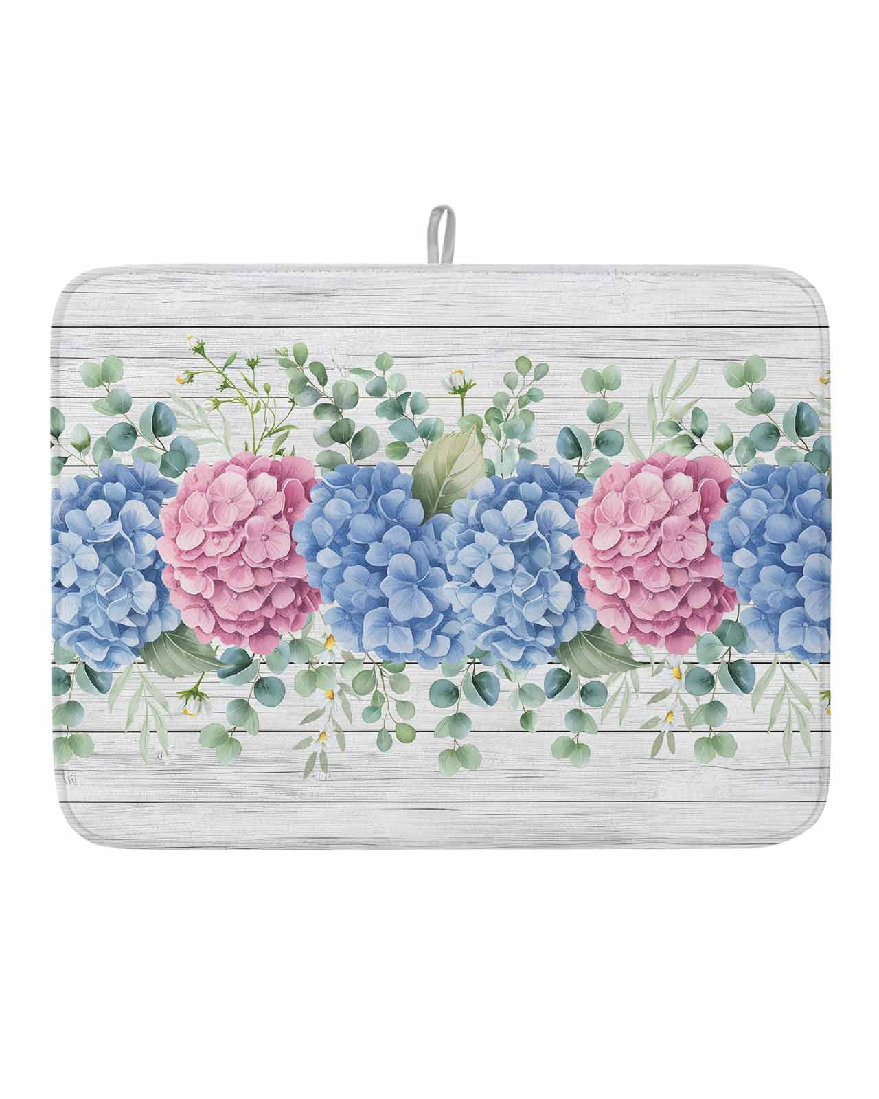 Dish Drying Mat for Kitchen Counter Hydrangea Flower Drying Pad ...