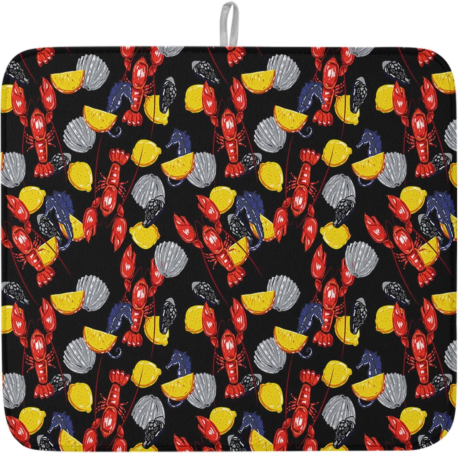 Dish Drying Mat for Kitchen Counter Lemon Retro Lobster Drying Pad ...