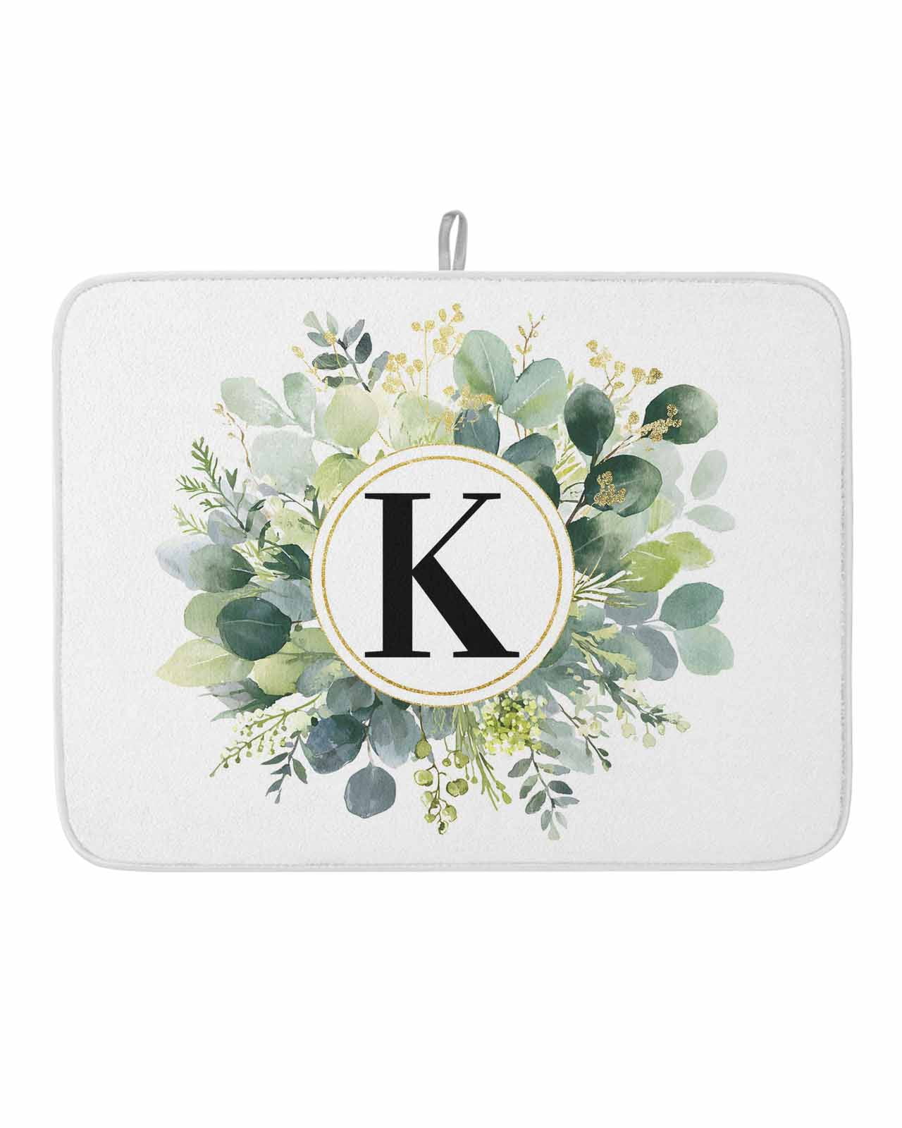 Dish Drying Mat for Kitchen Counter Letter K Drying Pad Absorbent ...