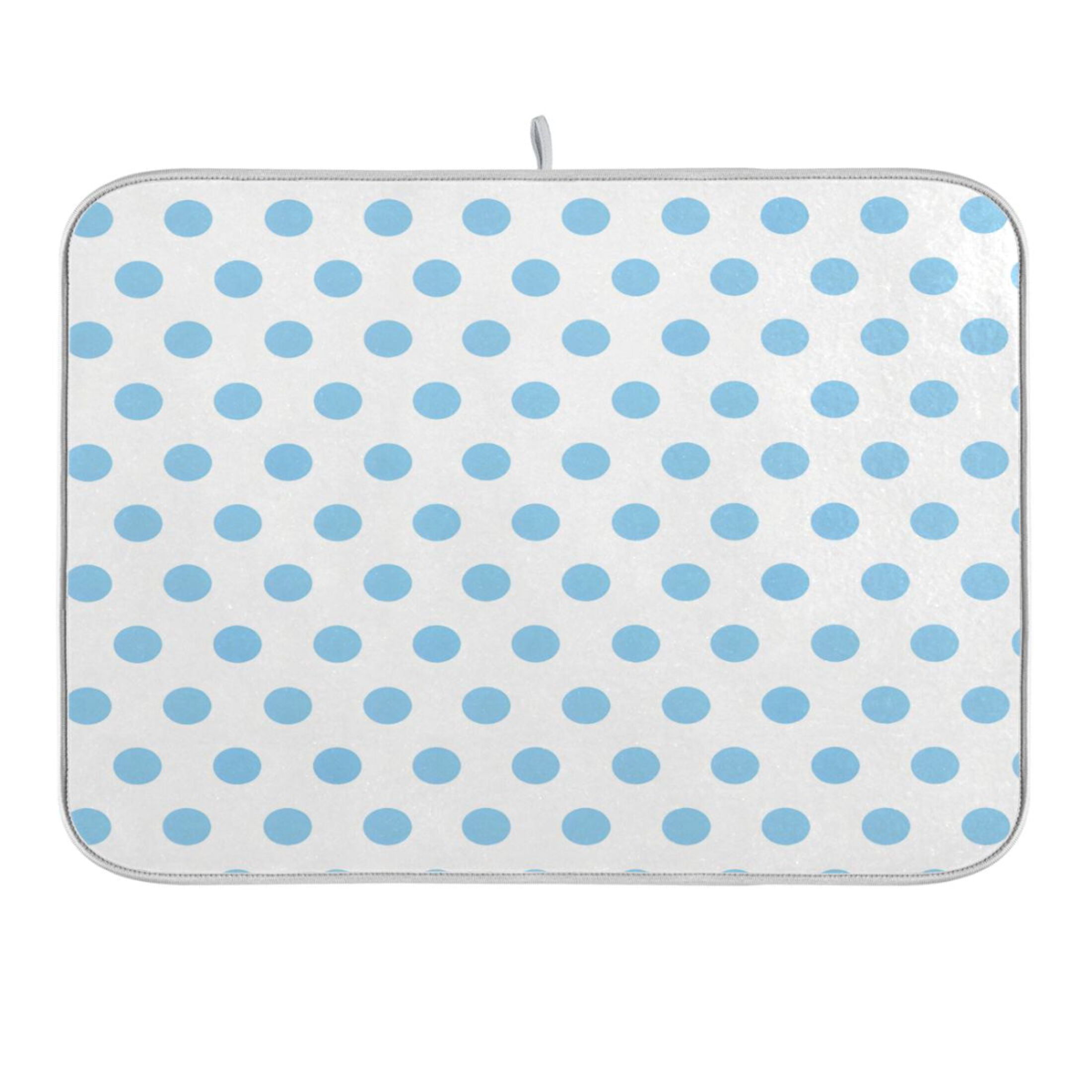 Dish Drying Mat Kitchen Counter Light Blue Polka Dot Dishes Drainer Pad ...
