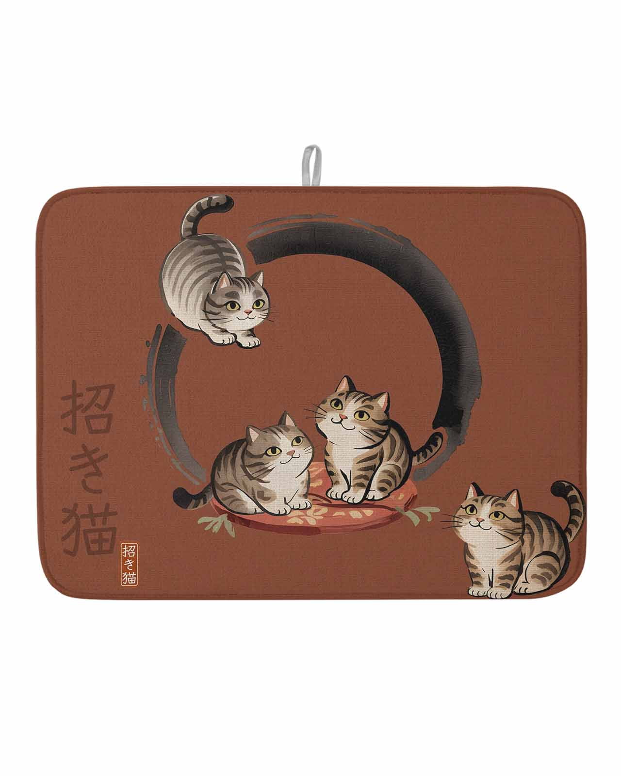 Dish Drying Mat for Kitchen Counter Lucky Cat Drying Pad Absorbent ...