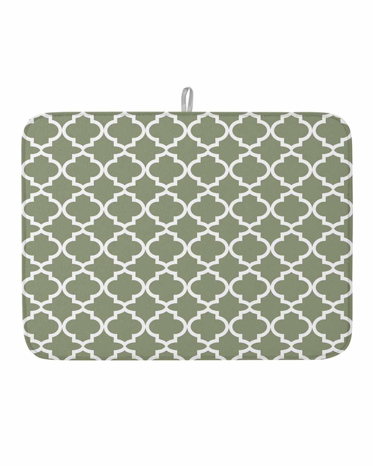 Dish Drying Mat for Kitchen Counter Moss Green Morocco Texture Drying ...