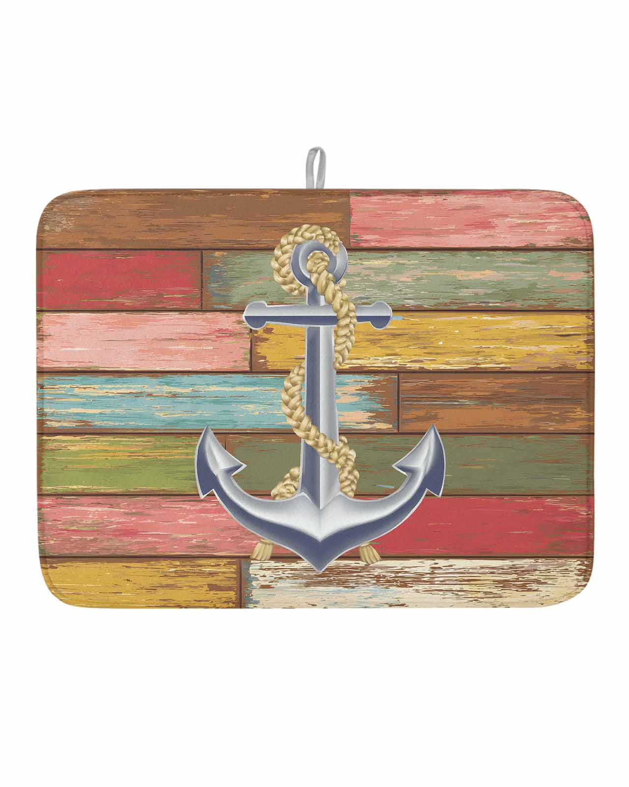 Dish Drying Mat for Kitchen Counter Nautical Anchor Drying Pad ...