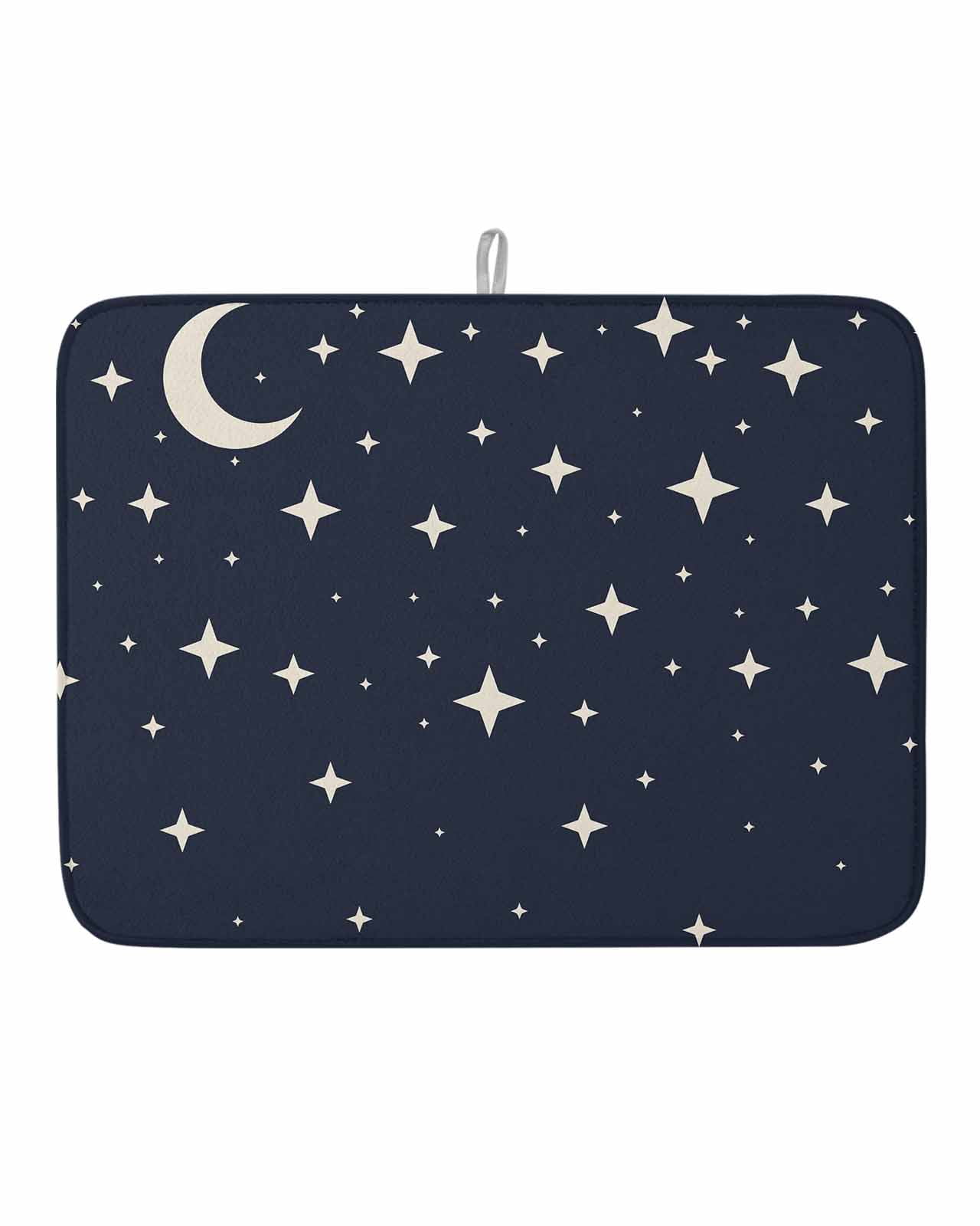 Dish Drying Mat for Kitchen Counter Navy Blue Starry Night Drying Pad ...