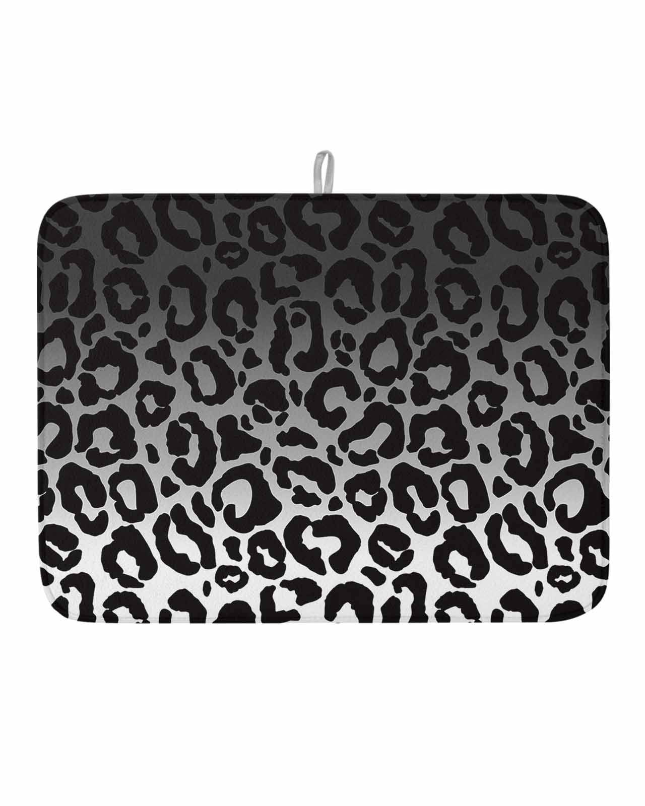 Dish Drying Mat for Kitchen Counter Ombre Leopard Drying Pad Absorbent ...