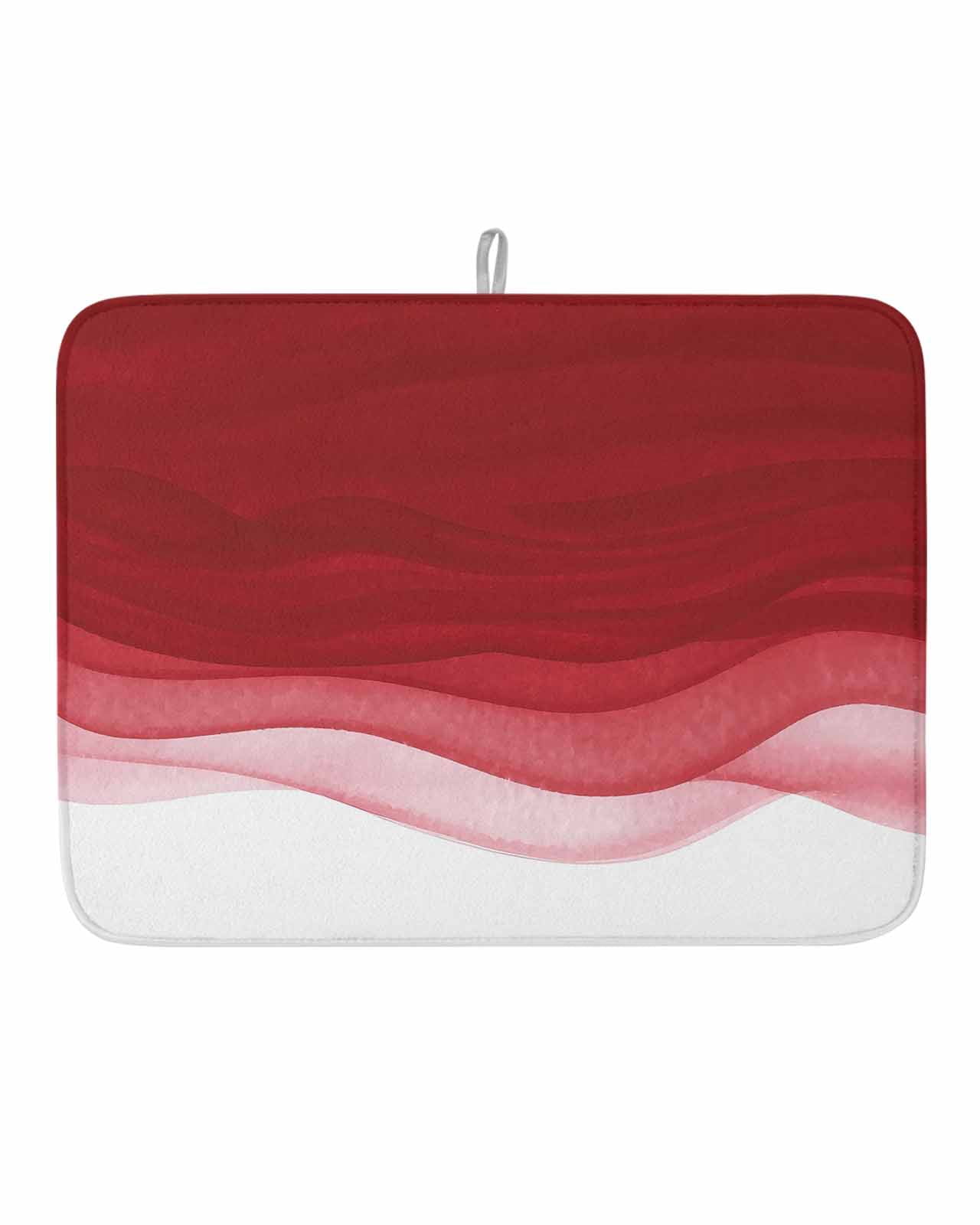 Dish Drying Mat for Kitchen Counter Ombre Red Waves Drying Pad ...