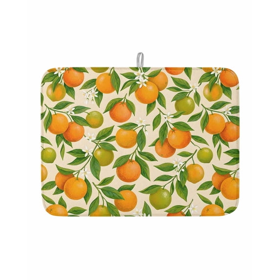 Dish Drying Mat for Kitchen Counter Orange Fruit Drying Pad Absorbent ...