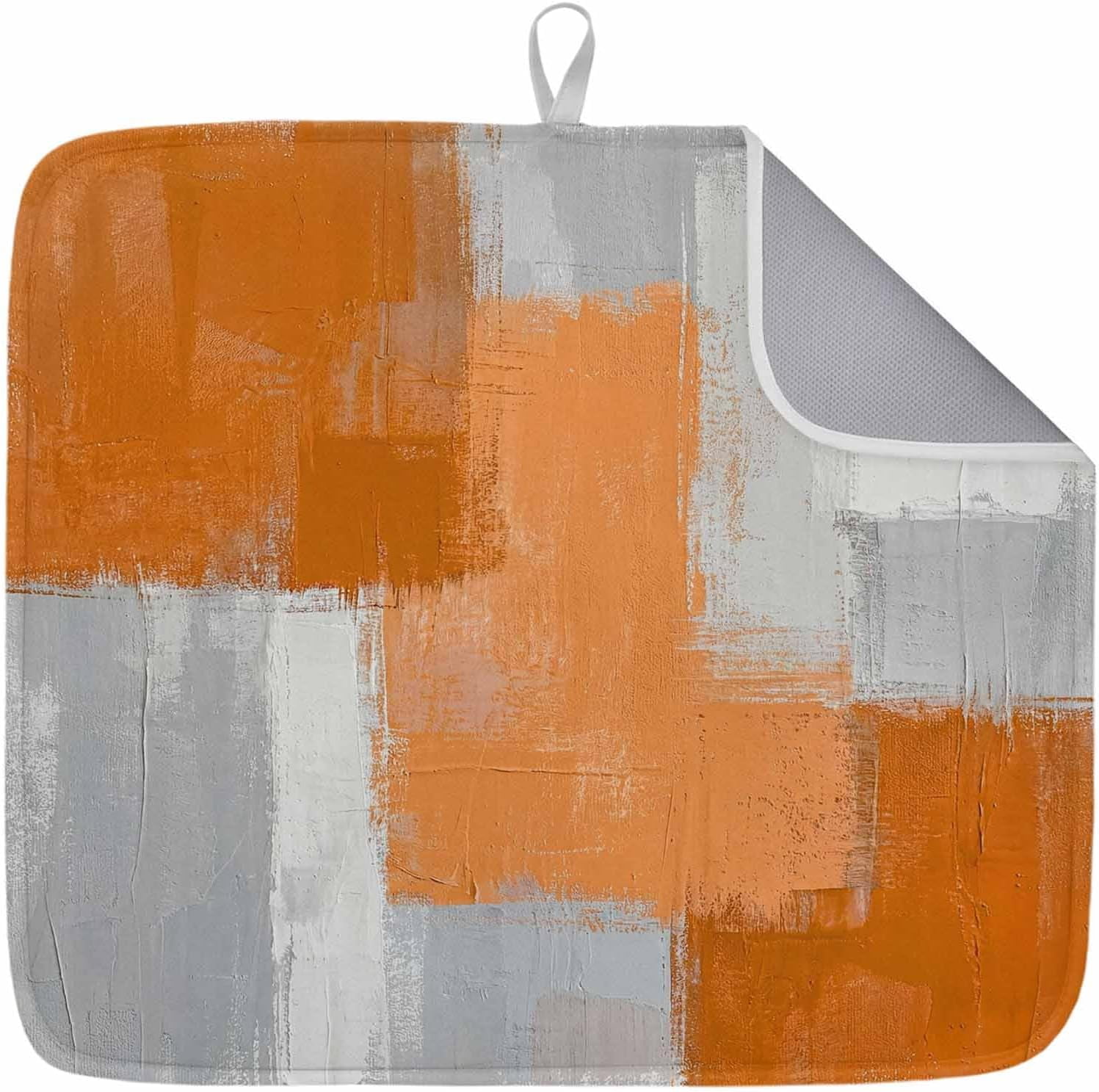 Dish Drying Mat for Kitchen Counter Orange Painting Drying Pad ...