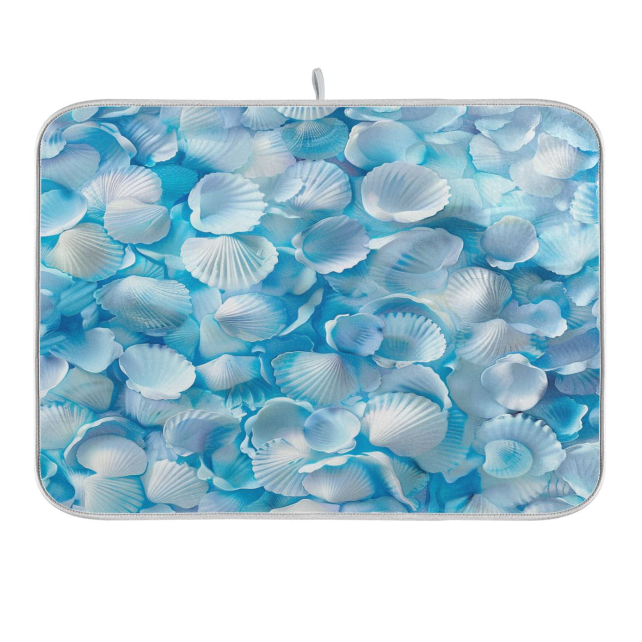 Dish Drying Mat Kitchen Counter Overlapping Seashells Dishes Drainer ...