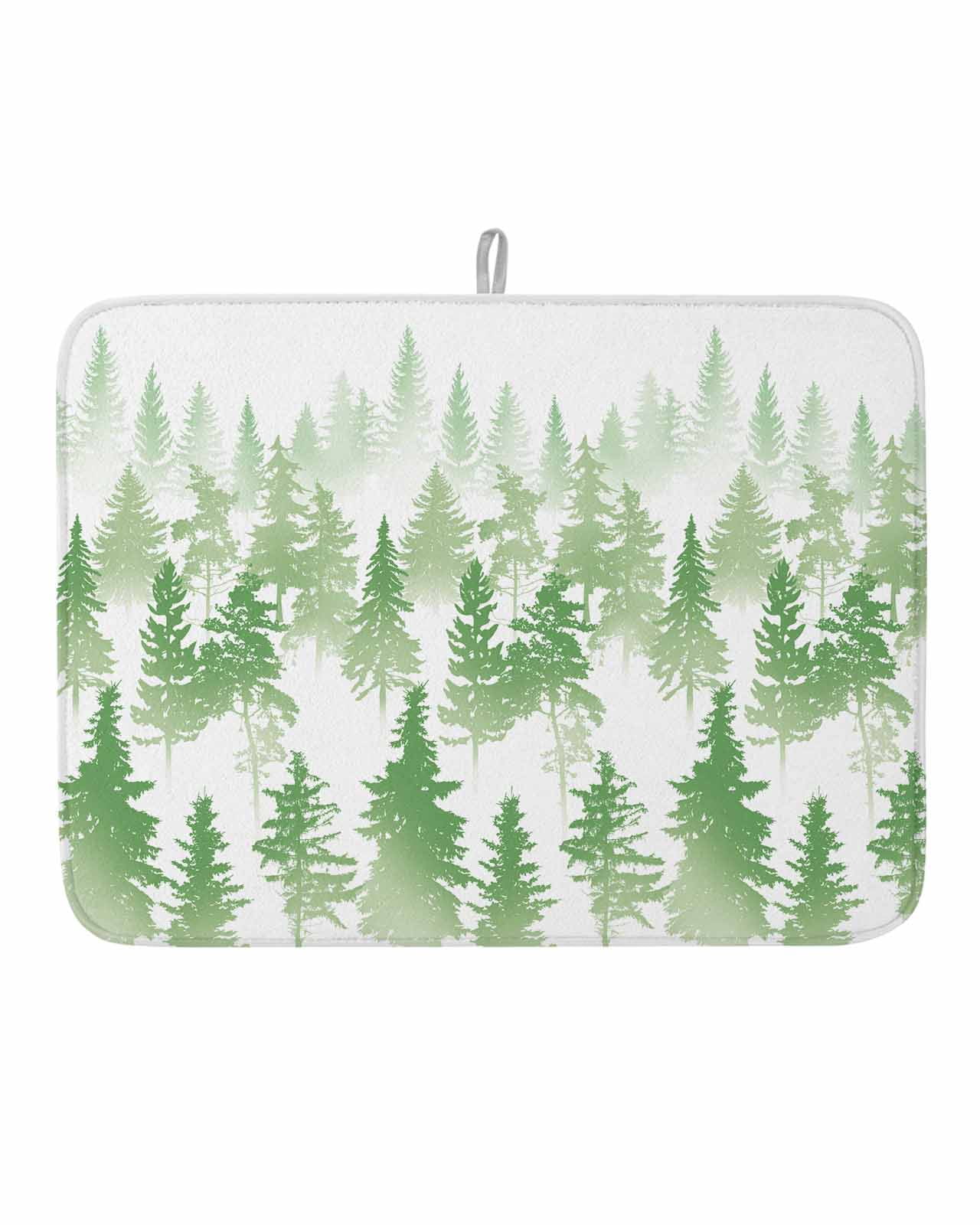 Dish Drying Mat for Kitchen Counter Pine Tree Drying Pad Absorbent ...