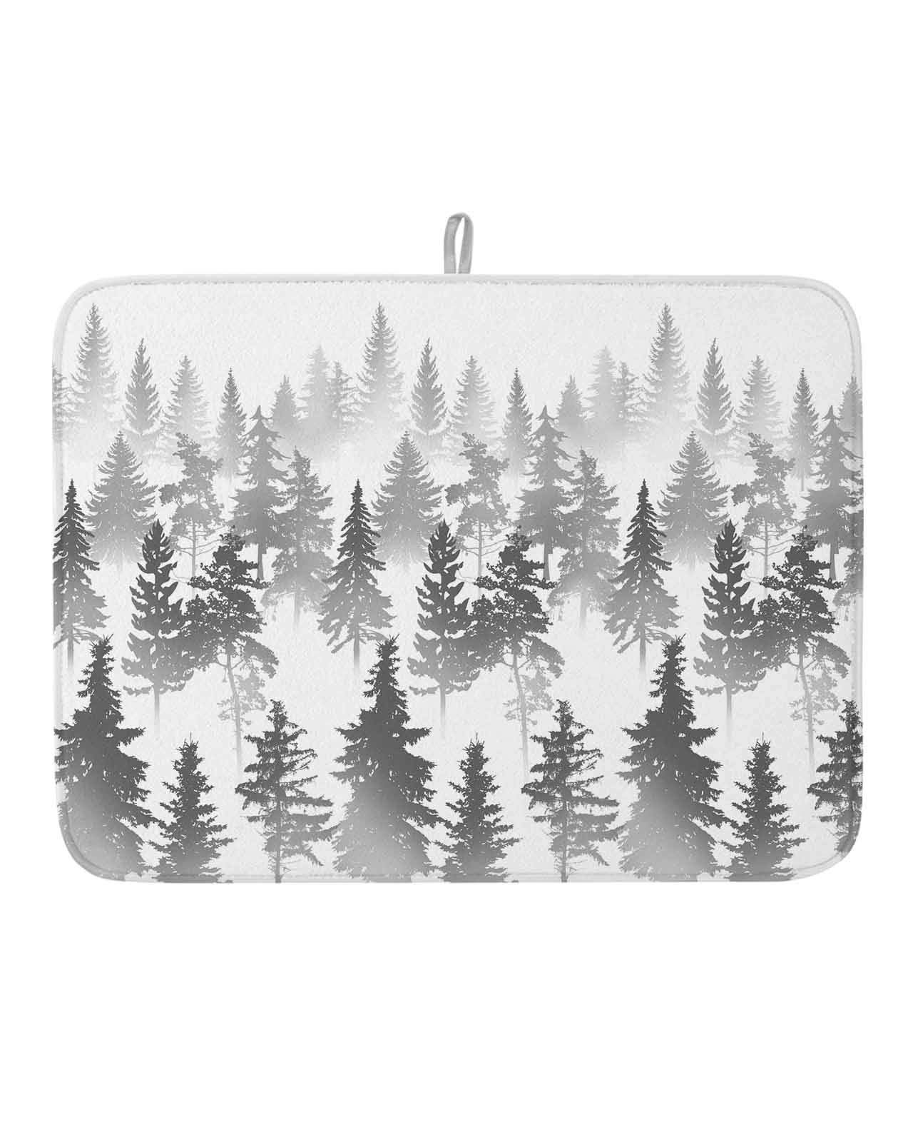 Dish Drying Mat for Kitchen Counter Pine Tree Drying Pad Absorbent ...