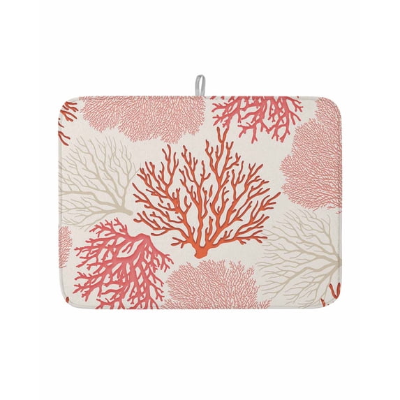 Dish Drying Mat for Kitchen Counter Pink Red Coral Drying Pad Absorbent ...