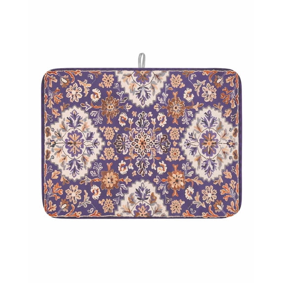 Dish Drying Mat for Kitchen Counter Purple Boho Flower Drying Pad ...