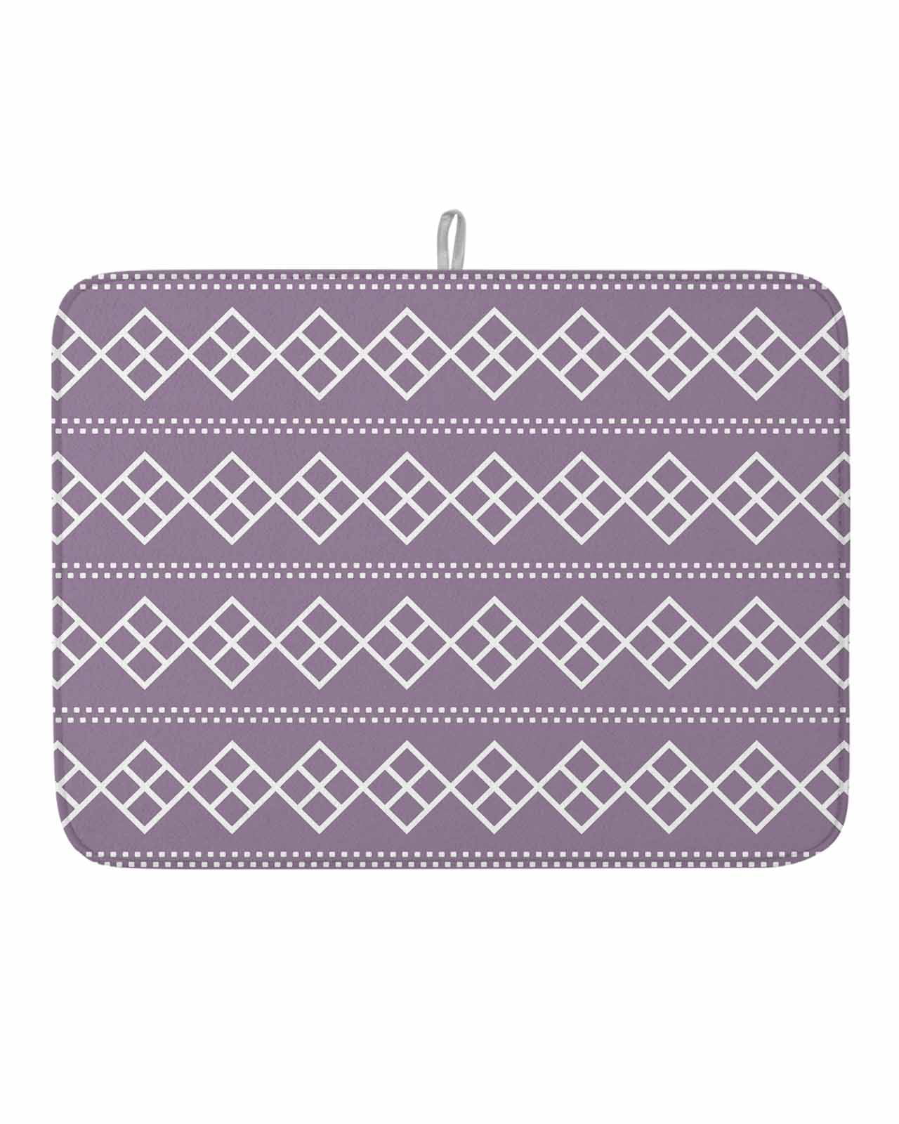Dish Drying Mat for Kitchen Counter Purple Geometric Texture Drying Pad ...
