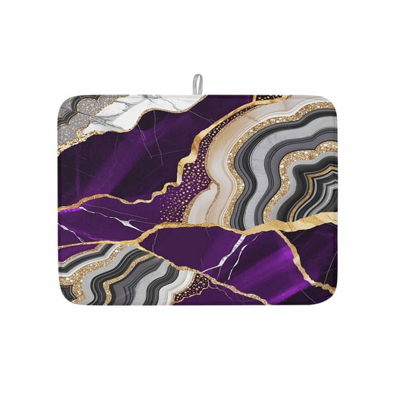 Dish Drying Mat for Kitchen Counter Purple Marble Texture Drying Pad ...