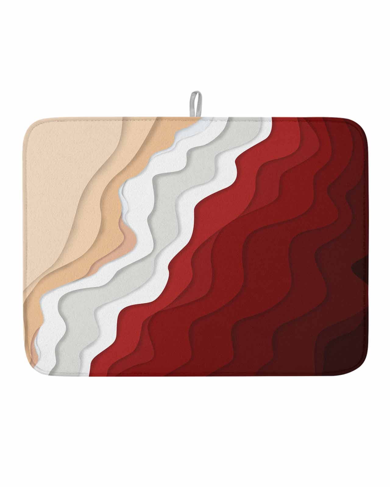 Dish Drying Mat for Kitchen Counter Red Beach Waves Drying Pad ...