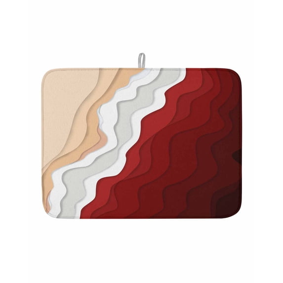 Dish Drying Mat for Kitchen Counter Red Beach Waves Drying Pad ...
