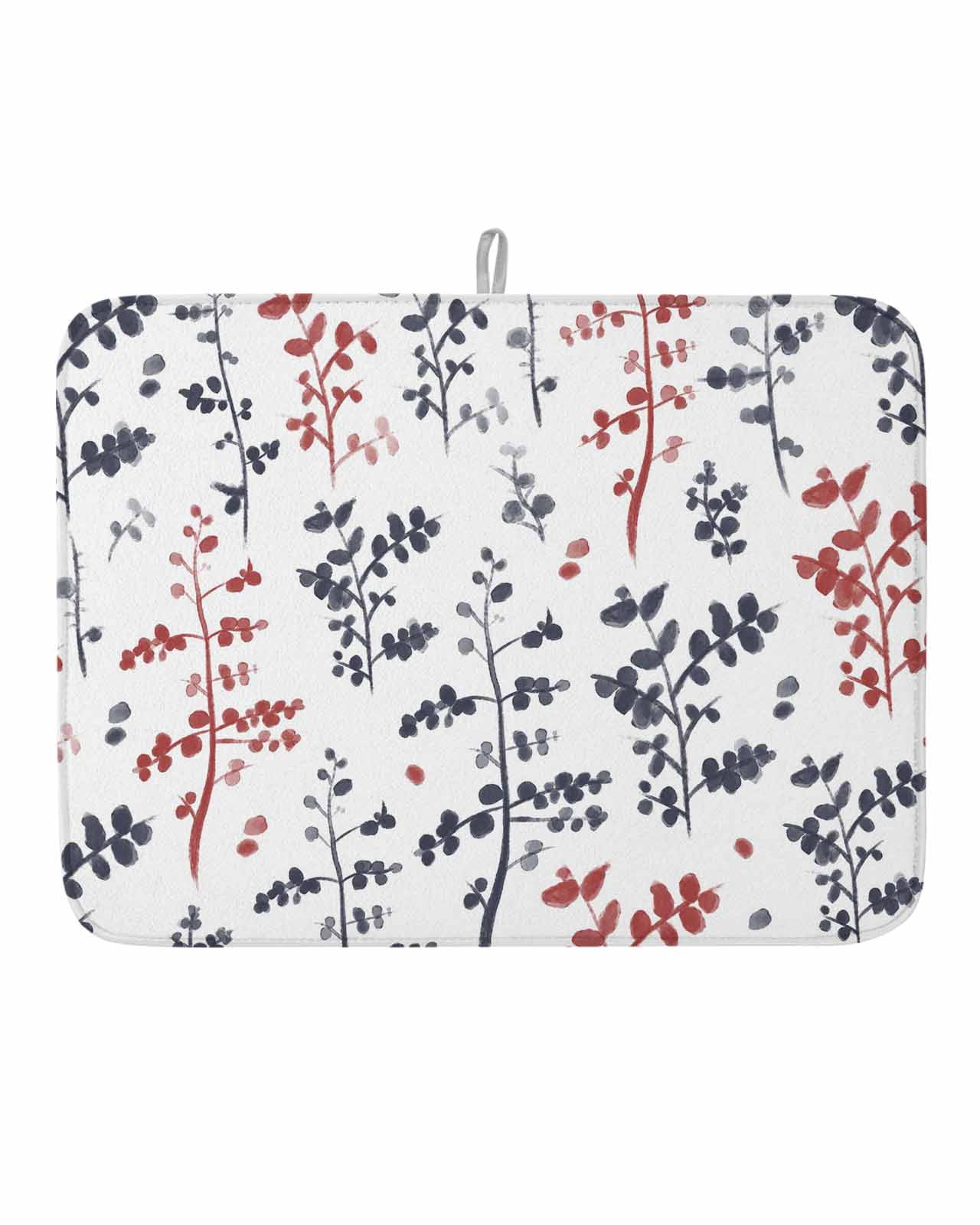 Dish Drying Mat for Kitchen Counter Red Leaves Drying Pad Absorbent ...