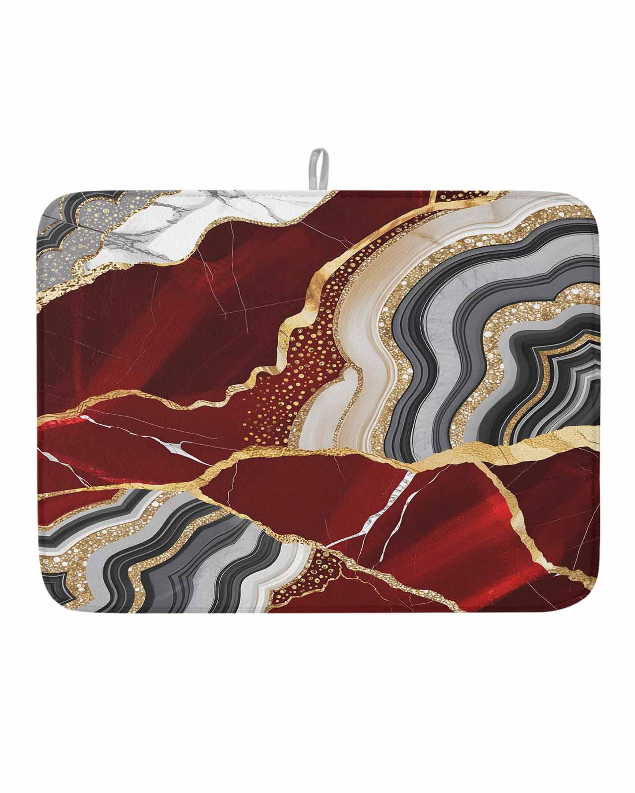 Dish Drying Mat for Kitchen Counter Red Marble Texture Drying Pad ...