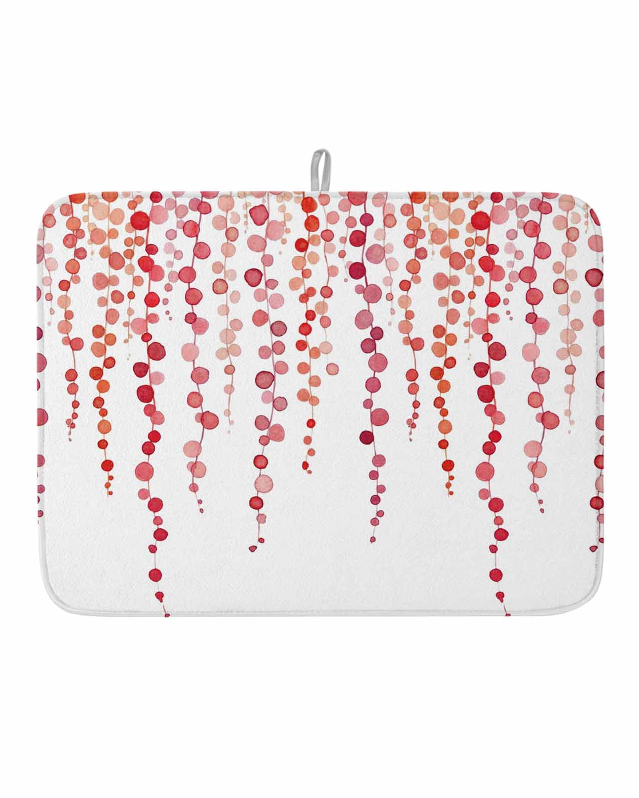 Dish Drying Mat for Kitchen Counter Red Polka Dots Vines Drying Pad ...
