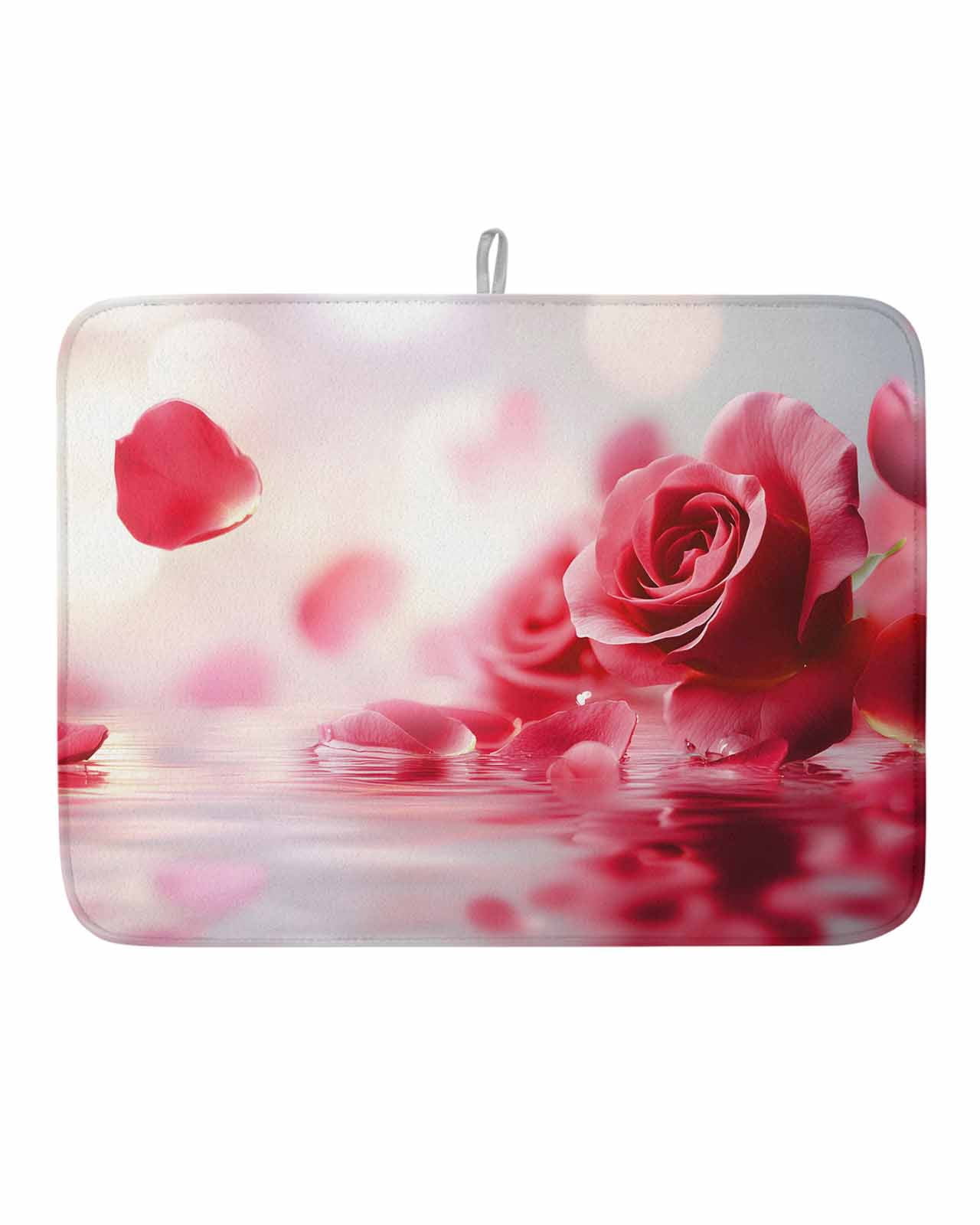 Dish Drying Mat for Kitchen Counter Red Rose Drying Pad Absorbent ...