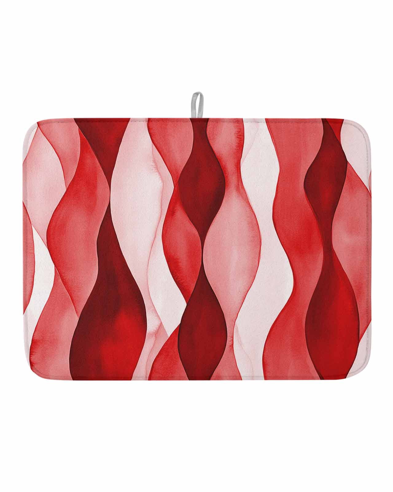 Dish Drying Mat for Kitchen Counter Red Water Waves Drying Pad ...