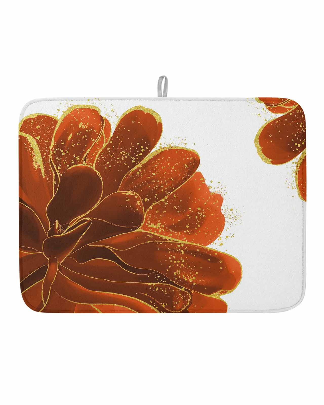 Dish Drying Mat for Kitchen Counter Red Watercolor Floral Drying Pad ...