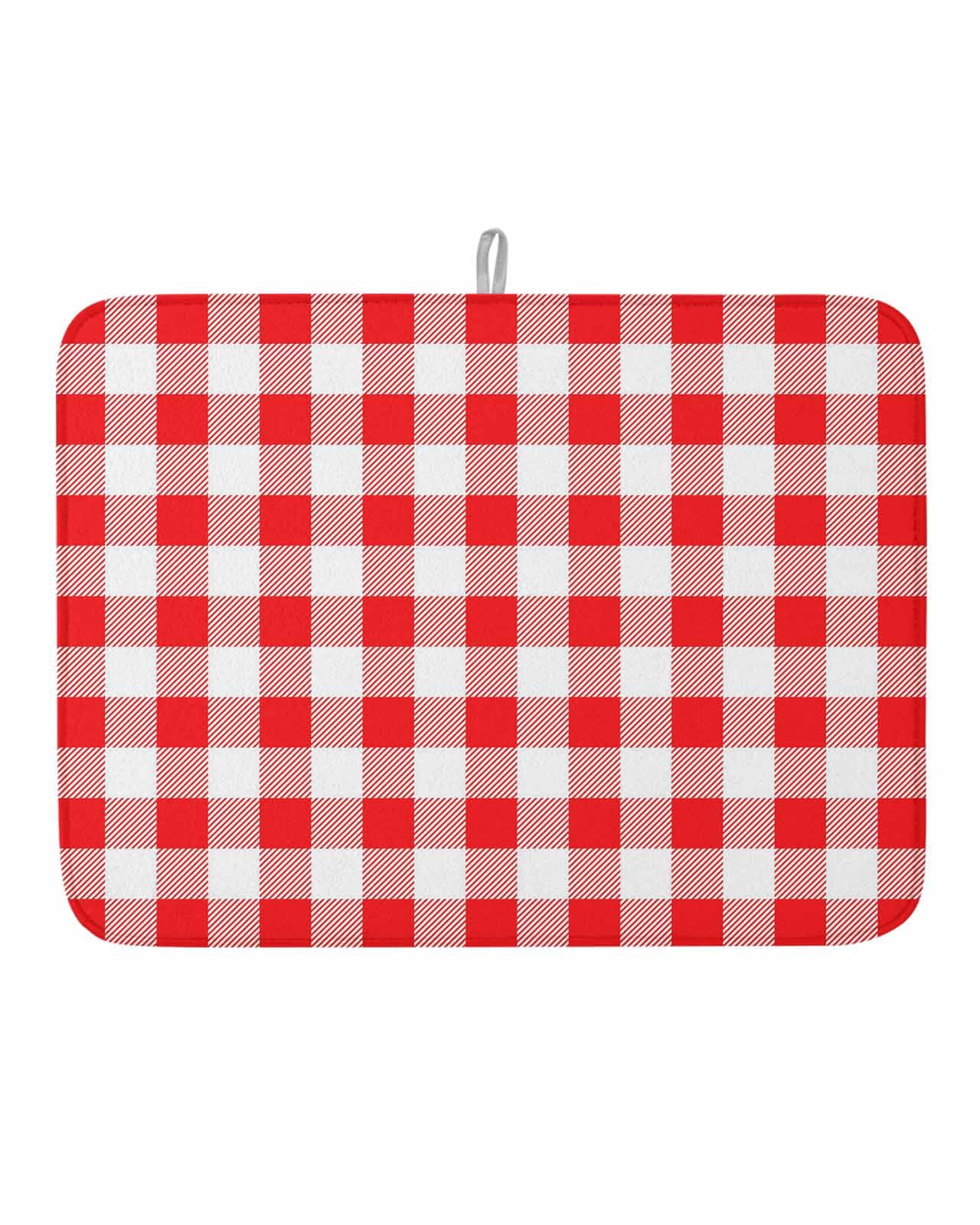 Dish Drying Mat for Kitchen Counter Red White Buffalo Plaid Drying Pad ...