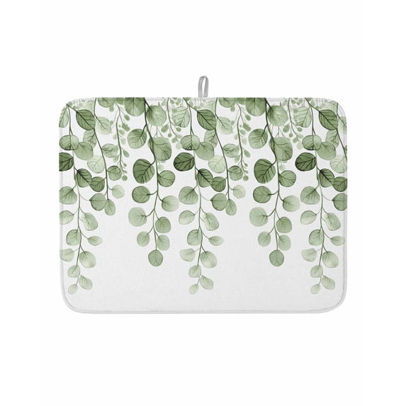 Dish Drying Mat for Kitchen Counter Sage Green Eucalyptus Leaf Drying ...