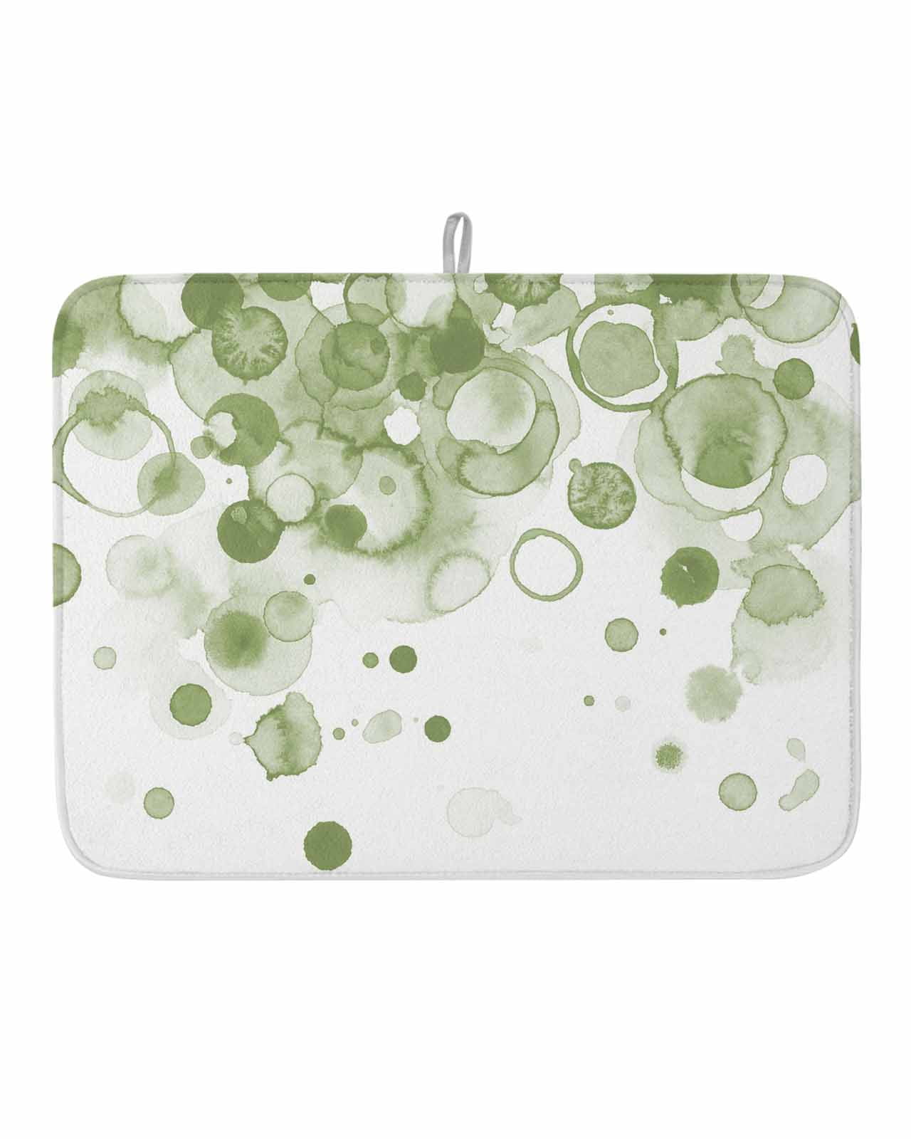 Dish Drying Mat for Kitchen Counter Sage Green Ink Points Drying Pad ...