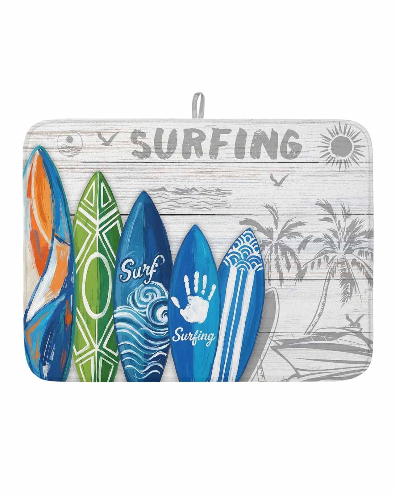 Dish Drying Mat for Kitchen Counter Summer Surfing Drying Pad Absorbent ...