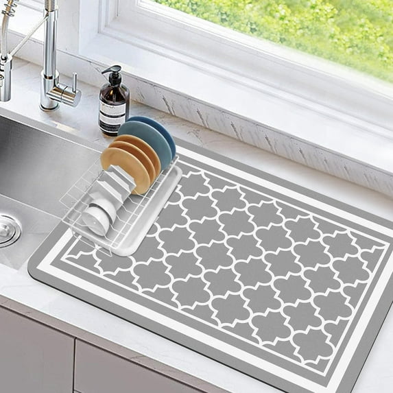 Dish Drying Mat for Kitchen Counter Super Absorbent Coffee Mat Dish ...