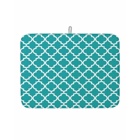 Dish Drying Mat for Kitchen Counter Teal Morocco Texture Drying Pad ...