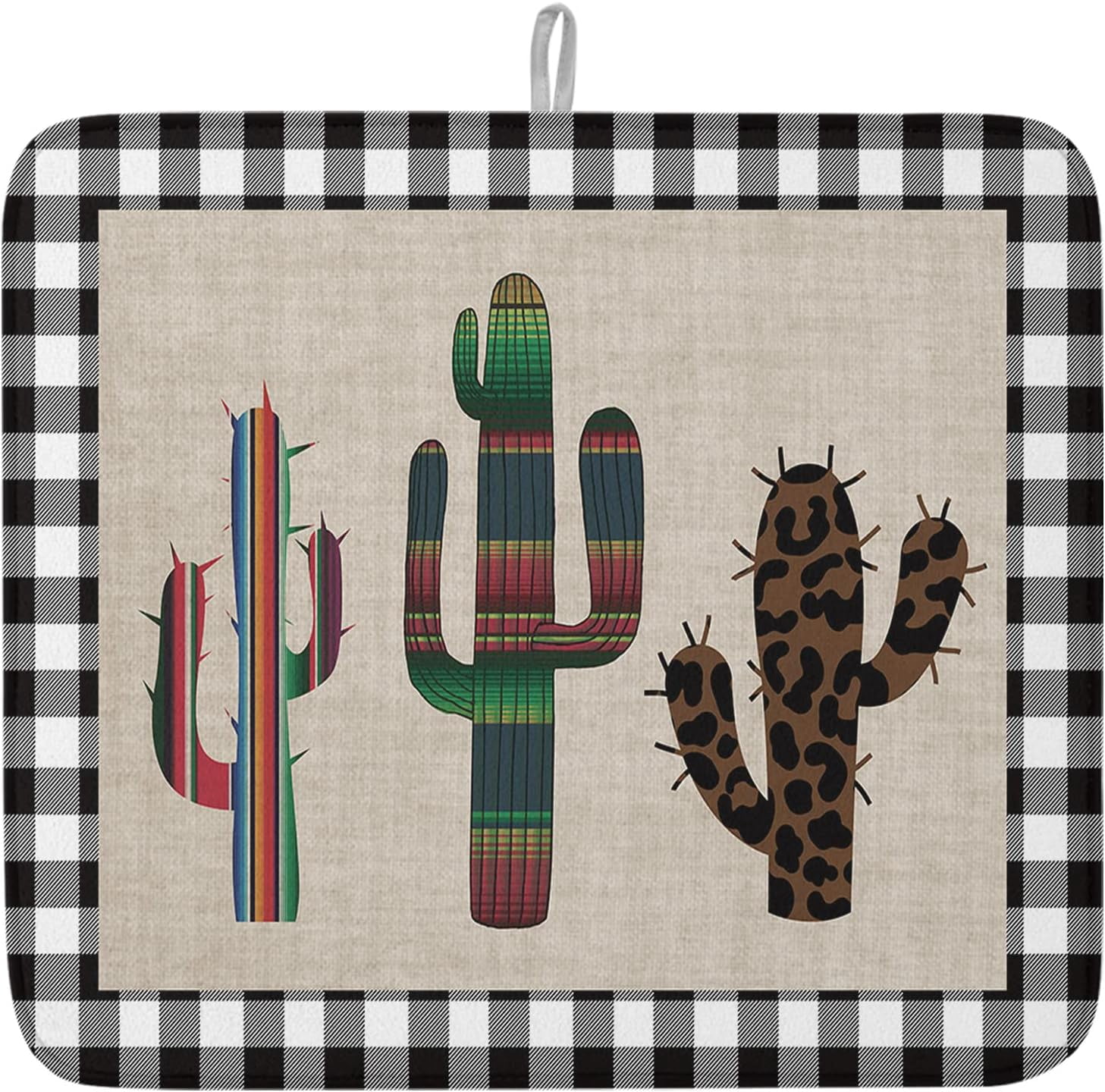 Dish Drying Mat for Kitchen Counter Tropical Cactus Drying Pad ...