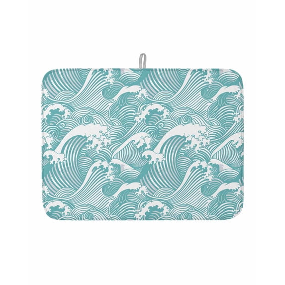 Dish Drying Mat for Kitchen Counter Turquoise Waves Drying Pad ...