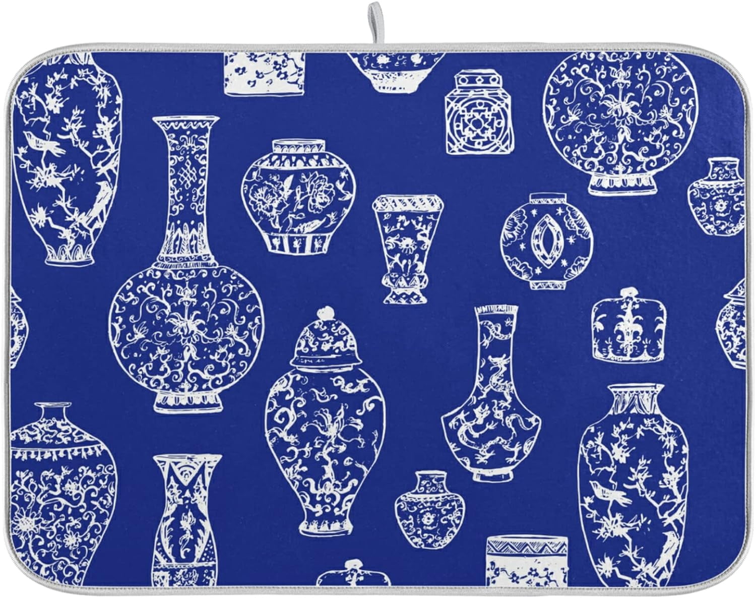 Dish Drying Mat for Kitchen Counter, Vintage Chinese Vases Chinoiserie ...