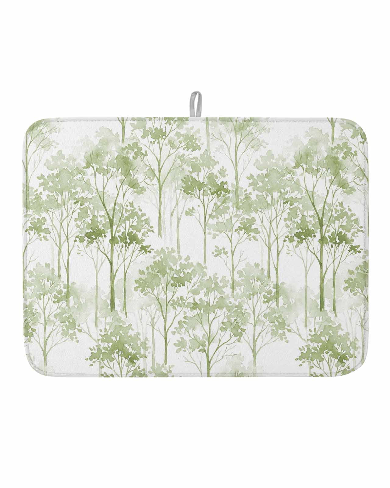 Dish Drying Mat for Kitchen Counter Watercolor Trees Drying Pad ...