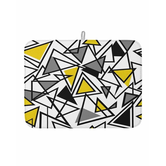 Dish Drying Mat for Kitchen Counter Yellow Grey Geometric Drying Pad ...